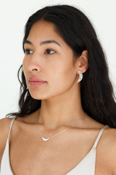 Moon + Arrow Crescent Arc Studs Sterling Silver – Moon and Arrow
