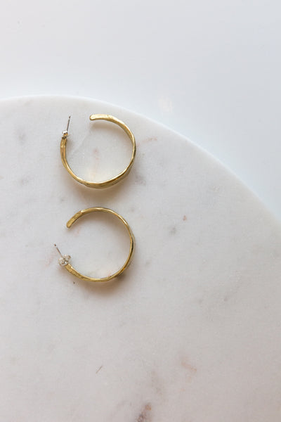 Moon + Arrow Textured Brass Hoops – Moon and Arrow